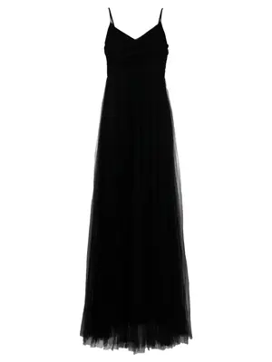 Fabiana Filippi Pleated Tulle Maxi Dress - Black