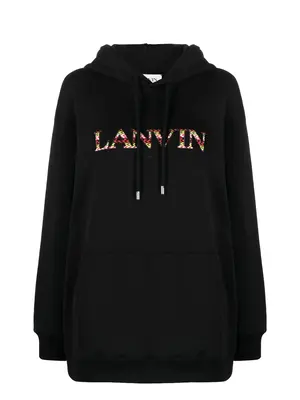 LANVIN Logo-embroidered Hoodie - Black