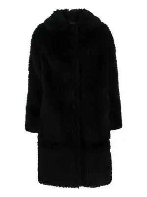 YVES SALOMON Faux-fur Wool-blend Coat - Black