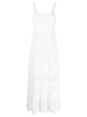 Alice + Olivia Alora Embroidered Midi Dress - White