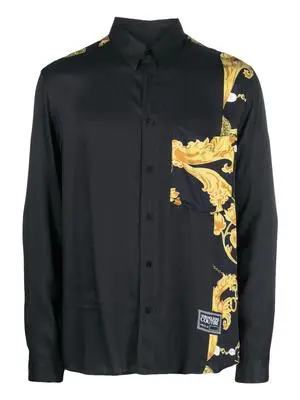 Versace Baroque-print Spread-collar Shirt - Black