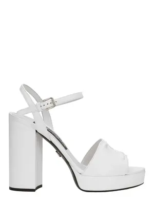 Dolce & Gabbana 85mm Keira Platform Sandals - White