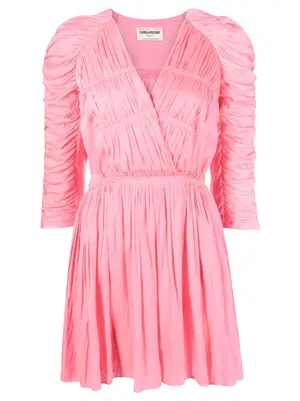 Zadig&Voltaire Realine Gathered Satin-finish Minidress - Pink