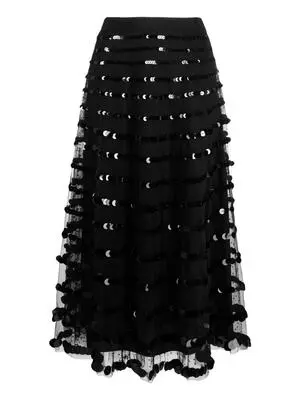 Red Valentino Sequin-embellished Tulle Midi Skirt - Black