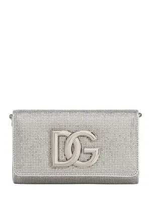 Dolce & Gabbana Logo-plaque Crystal-embellished Crossbody Bag - Grey
