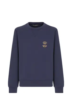 Dolce & Gabbana Dolce & Gabbana Bee-Embroidered Cotton Sweatshirt Blue