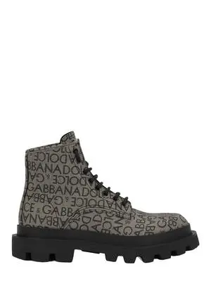 Dolce & Gabbana Logo-jacquard Ankle Boots - Grey