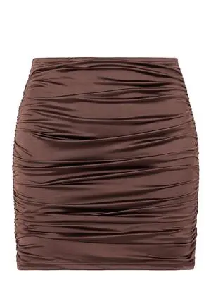 Good American Ruched Mini Skirt - Brown