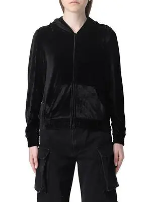 Balenciaga Velvet Zip-up Sweatshirt - Black