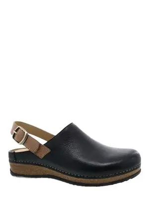 Dansko Merrin Slingback Clogs - Black Waxy Milled