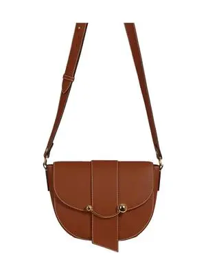 Strathberry Crescent Saddle Leather Crossbody Bag - Chestnut/ Vanilla