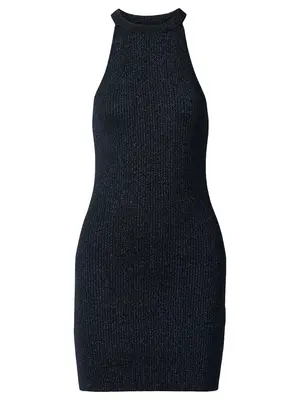 CHRISTOPHER KANE Metallic Ribbed-knit Mini Dress - Midnight Blue