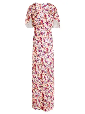 Rabanne Ruffled Floral-print Satin Maxi Dress - Multicolor