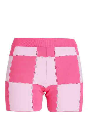 Jacquemus Gelato Checked Cotton-blend Shorts - Pink