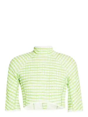 Jacquemus Tuba Cropped Gingham Top - Light Green