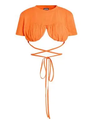 Jacquemus JACQUEMUS Cropped Cotton-Jersey T-Shirt Orange