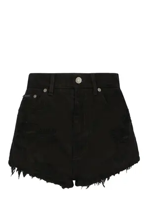 Dolce & Gabbana Distressed Denim Shorts - Black
