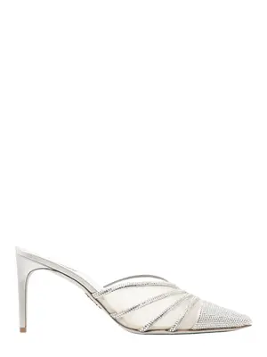 Rene Caovilla Bridal 80mm Crystal-embellished Mules - Grey
