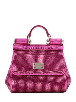 Dolce & Gabbana Mini Sicily Rhinestone-embellished Tote - Pink