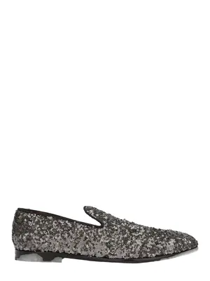 Dolce & Gabbana Sequin-embellished Leather Slippers - Black