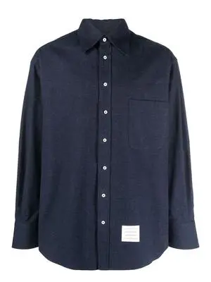 Thom Browne Logo-patch Detail Shirt - Blue