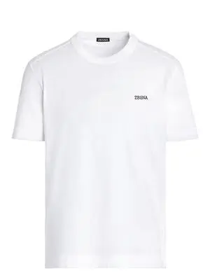 Zegna Logo-embroidered Cotton T-shirt - White