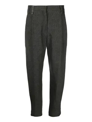 Brunello Cucinelli Monili-embellished Tapered Trousers - Grey