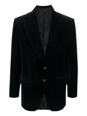 TOM FORD Single-breasted Velvet Blazer - Blue