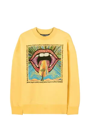 Palm Angels Crazy Mouth Crew-neck Sweatshirt - Yellow