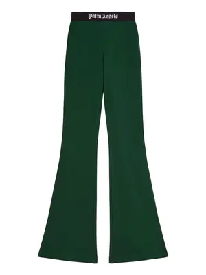 Palm Angels Logo-tape Flared Trousers - Green