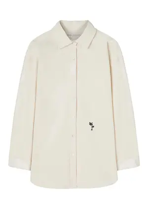 Palm Angels Palms-embroidered Poplin Shirt - Neutrals