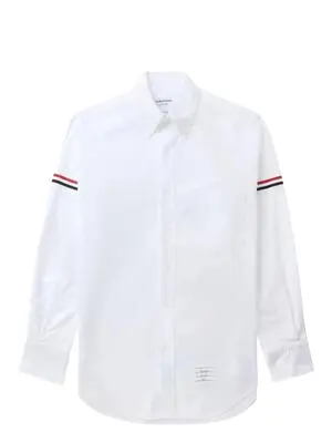 Thom Browne Grosgrain-armband Oxford Shirt - White