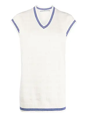 Alexander Wang Stripe-detail Knitted Sleeveless Top - White