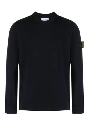 Stone Island Compass-patch Crew-neck Jumper - Blue