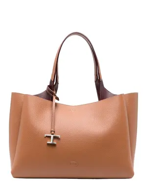 TOD'S T Timeless Leather Tote Bag - Brown