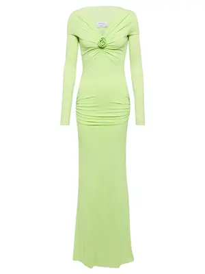 Blumarine Embellished Off-the-shoulder Gown - Green