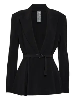 Norma Kamali Belted Peplum-hem Blazer - Black