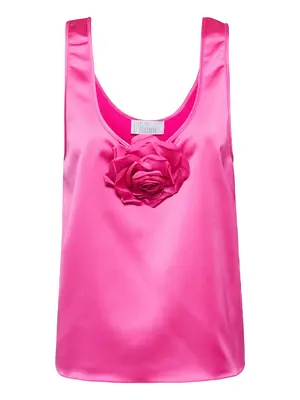 Giuseppe Di Morabito Rose-appliqué Satin Top - Pink