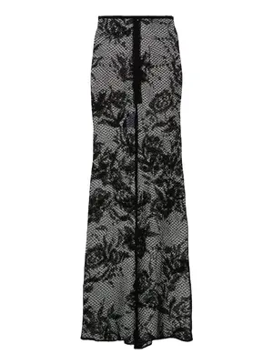 Alaïa Floral Mesh Maxi Skirt - Black