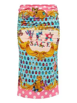 Versace Printed Draped Midi Skirt - Multicoloured