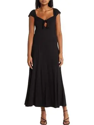 Loveappella Tie Front Knit Dress - Black