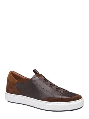 JOHNSTON & MURPHY COLLECTION Lace-to-toe Sneakers - Dark Brown Sheepskin/suede