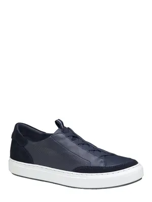 JOHNSTON & MURPHY COLLECTION Lace-to-Toe Sneakers Navy English Suede/sheepskin