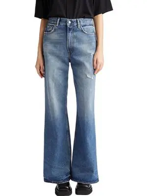 Acne Studios 2022 Organic Cotton Denim Wide Leg Jeans - Mid Blue