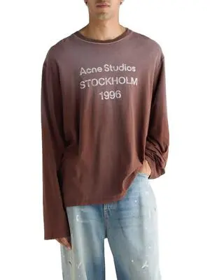 Acne Studios Edden 1996 Distressed Logo Graphic T-shirt - Chocolate Brown
