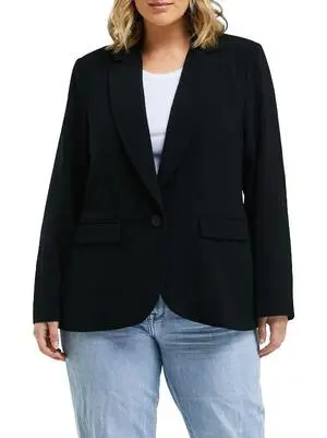 ESTELLE Megan One-button Crepe Blazer - Black
