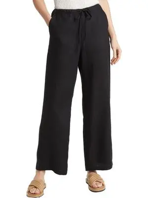 Rails Emmie Drawstring Wide Leg Linen Pants - Black