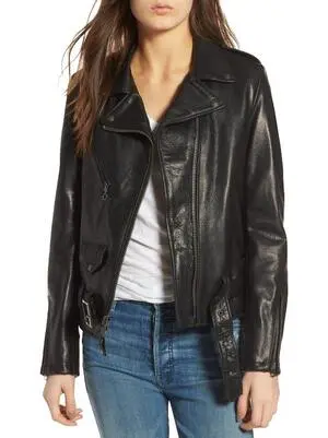 SCHOTT Lightweight Leather Moto Jacket - Black