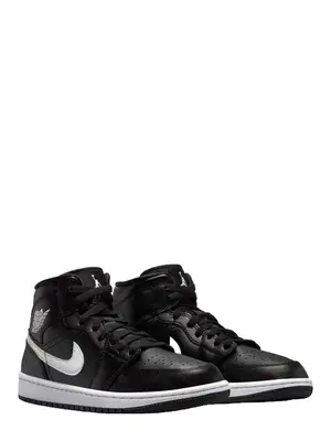 JORDAN Jordan Air 1 Mid Basketball Sneakers Black/ White/ Black