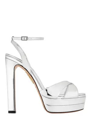 AQUAZZURA Divine Metallic Platform Sandals - Silver